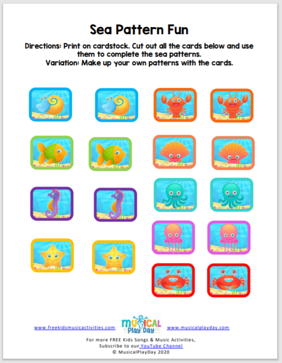 Fun Under the Sea pattern kids printable - Musical Play Day