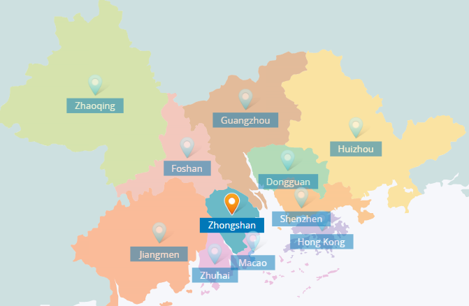 Zhongshan Guangdong China Map Link Spanning Pearl River Delta From