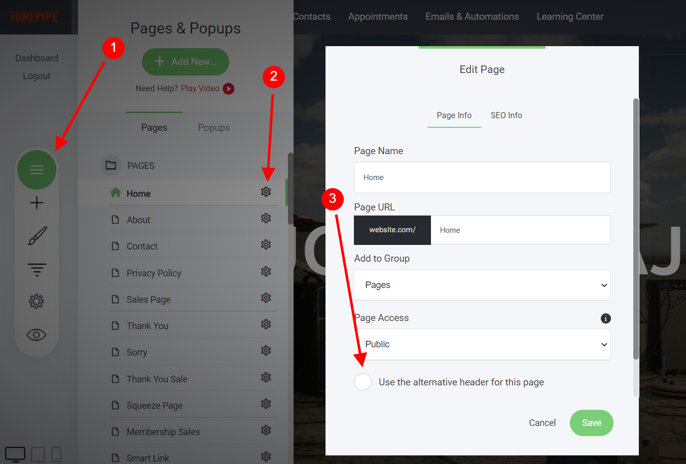 How do I create unique headers for different pages?