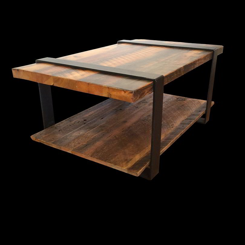 Modern Reclaimed Metal Strap Coffee Table