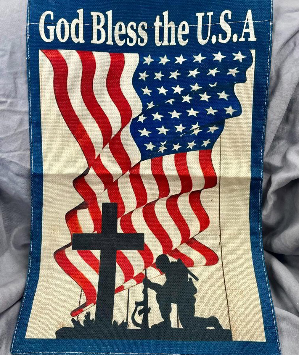 God Bless America Soldier and Cross