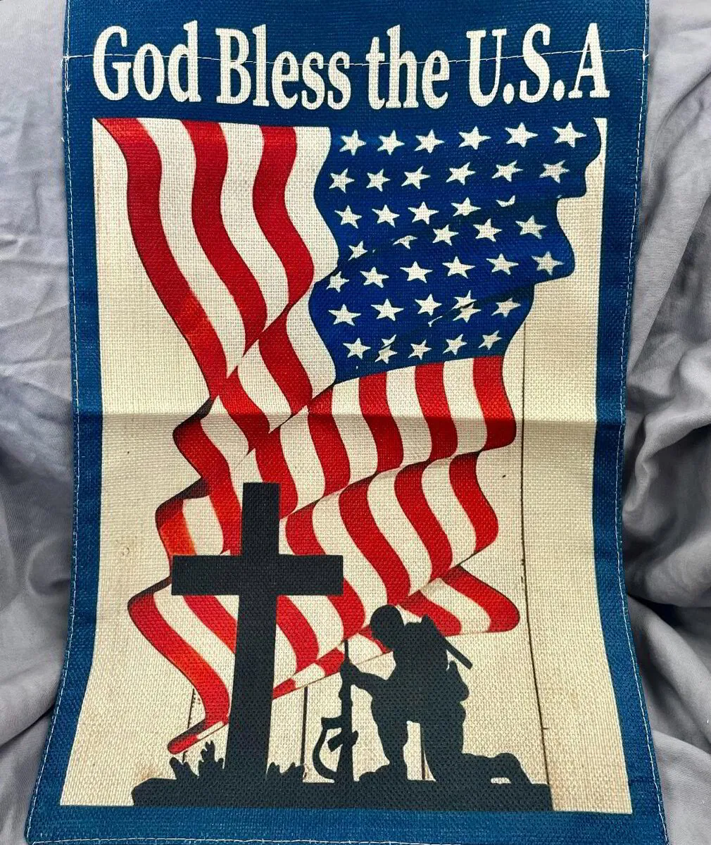 God Bless America Soldier and Cross
