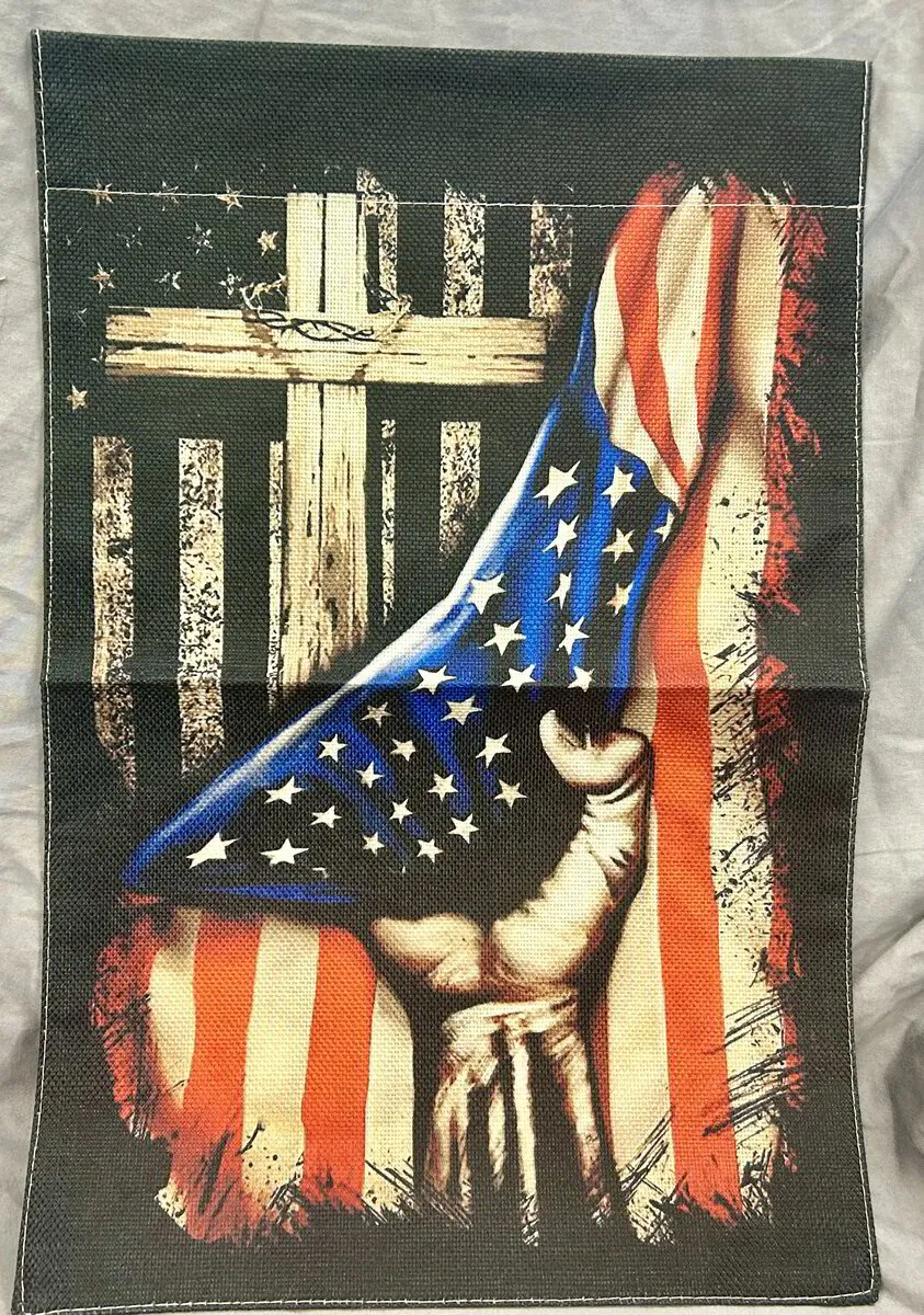 Cross And American Indoor Outdoor Flag