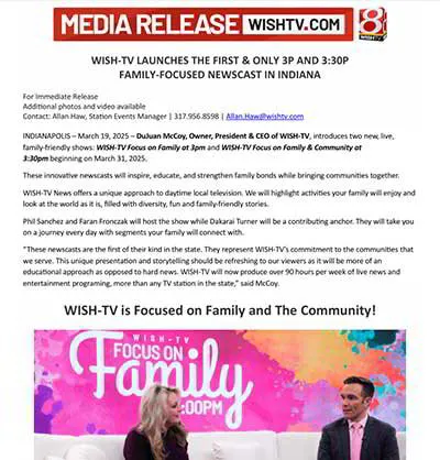 Press Releases | Circle City Broadcasting | broadcast TV | Indianapolis, IN