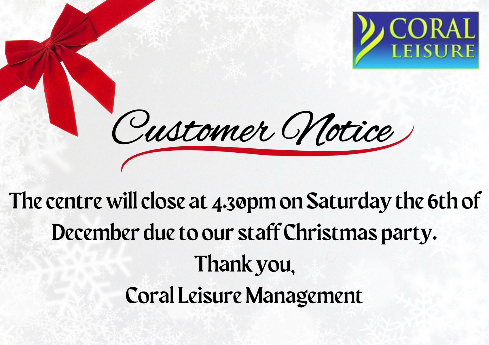CUSTOMER NOTICE!