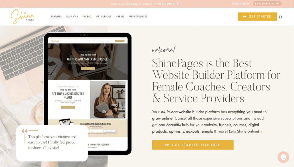 ShinePages | Best Website Builder Platform for Female Coaches