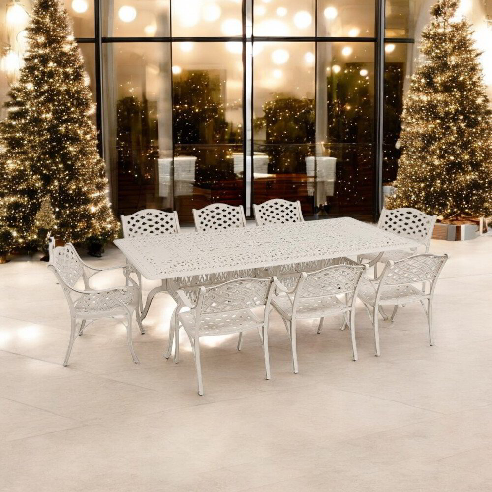 8-Seater Mayan set with 240x110cm rectangular Moroccan table