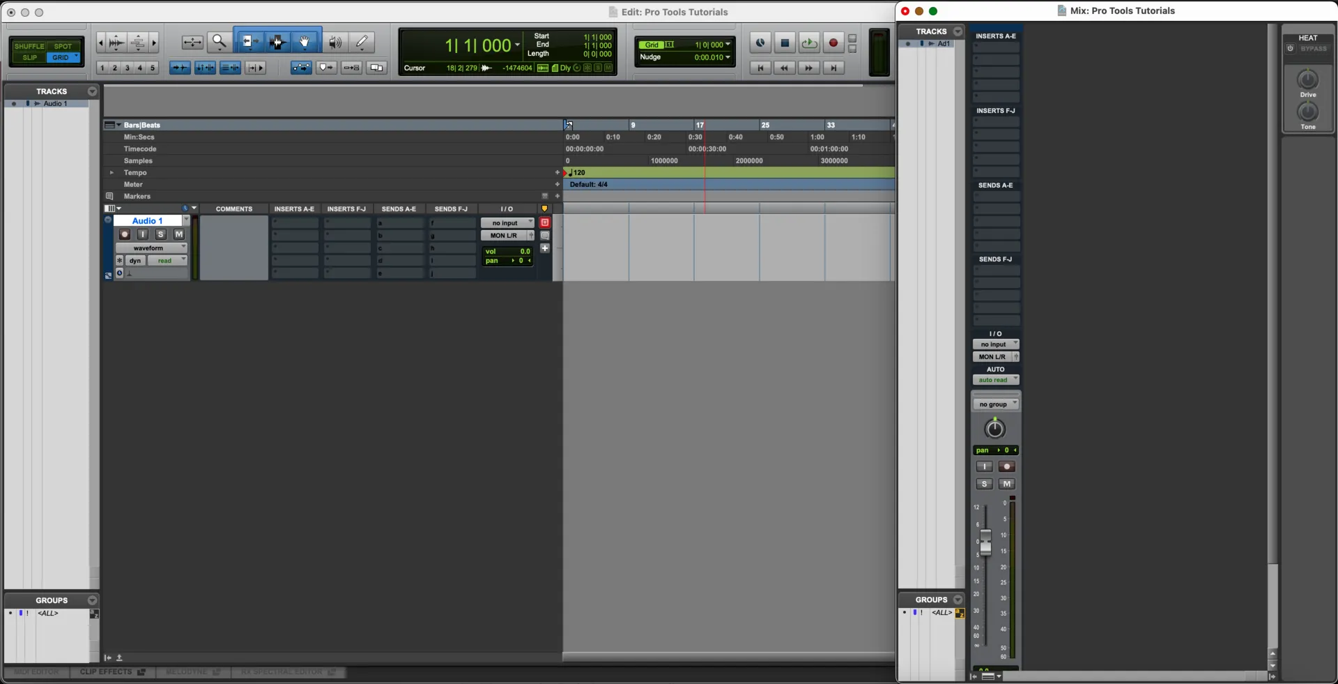 Pro Tools: Edit and Mix Window Overview
