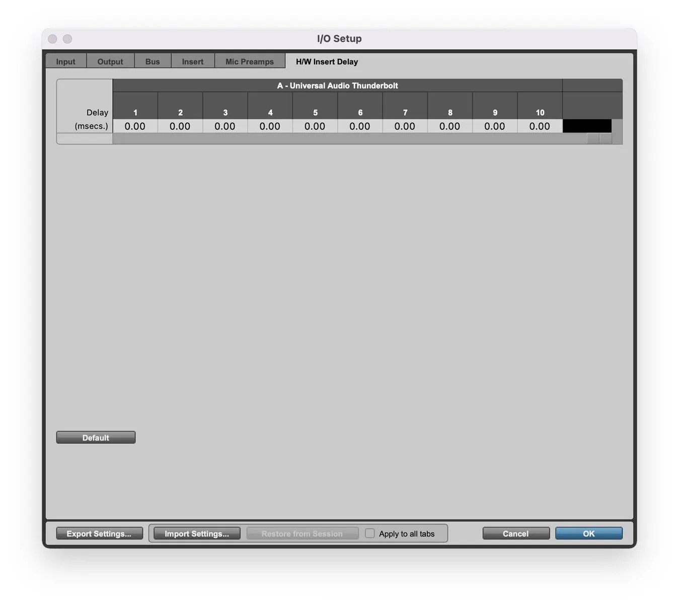 Pro Tools: I/O Settings