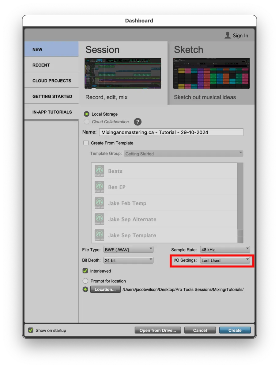 Pro Tools: How To Create a Session