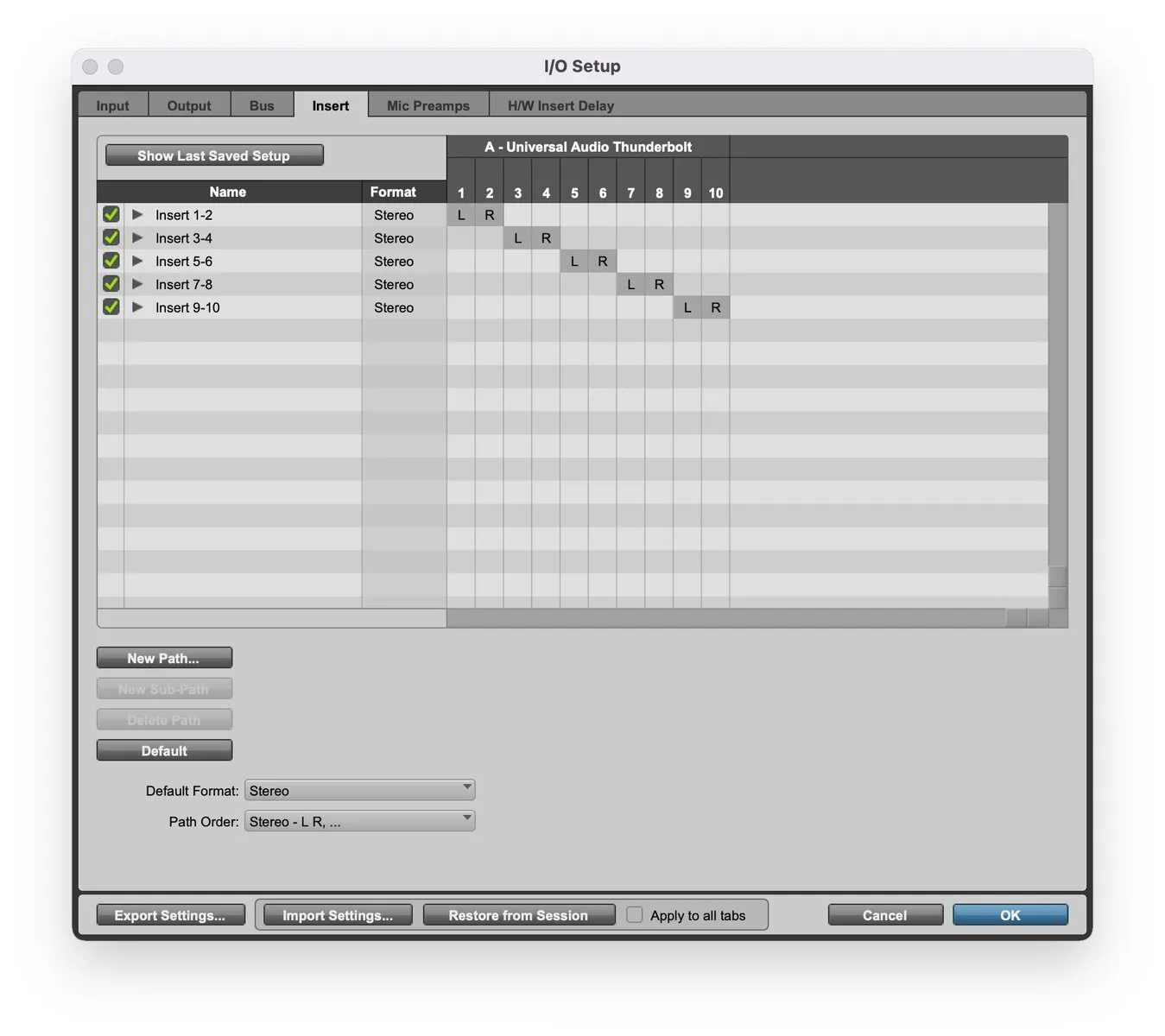 Pro Tools: I/O Settings