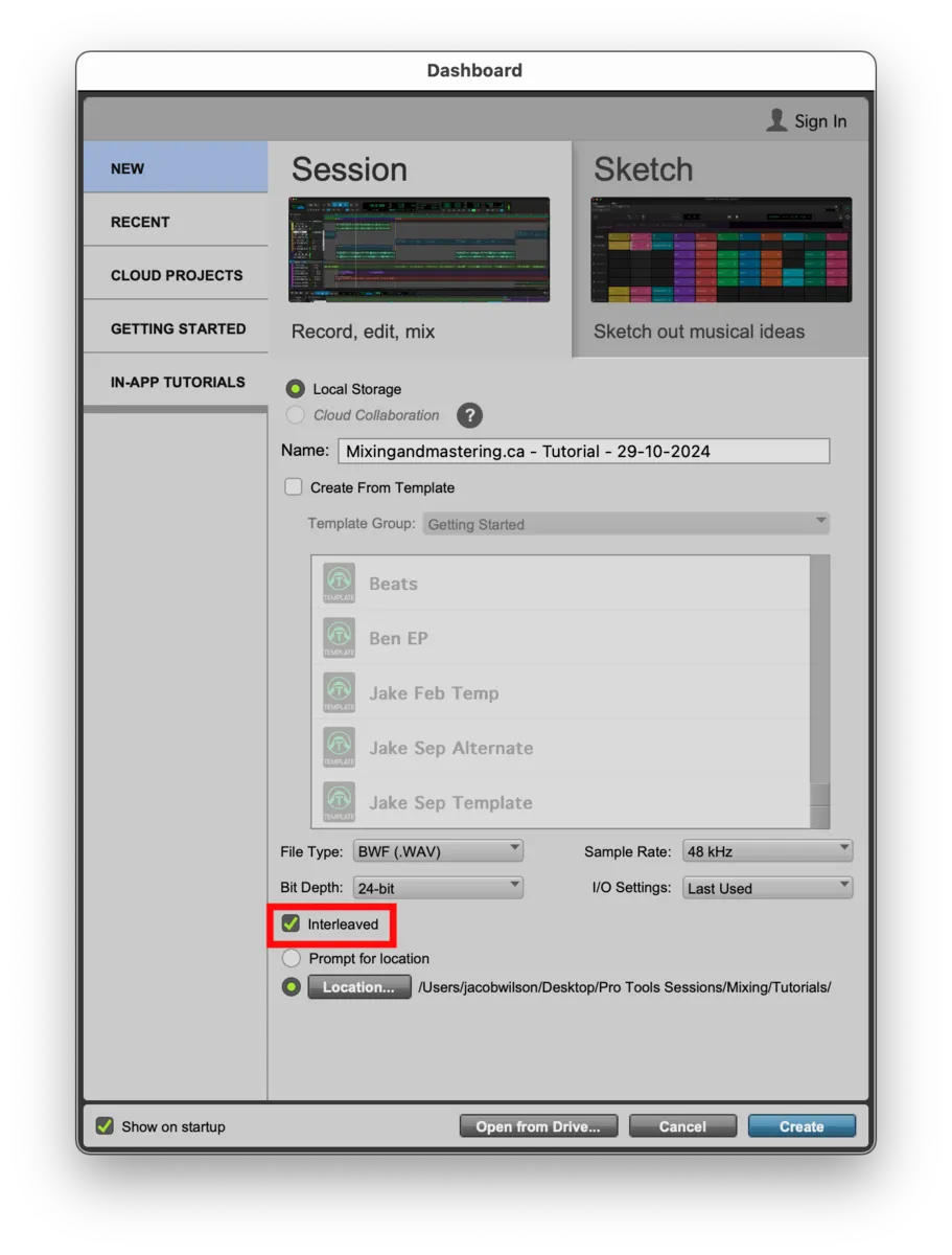 Pro Tools: How To Create a Session