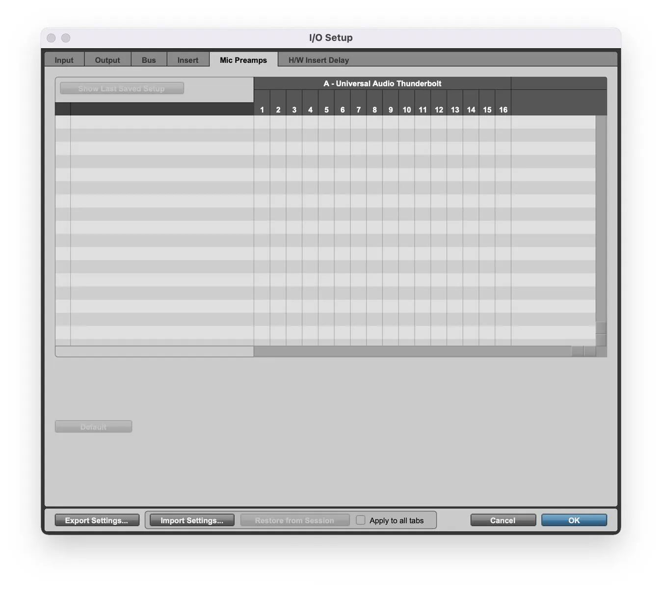 Pro Tools: I/O Settings