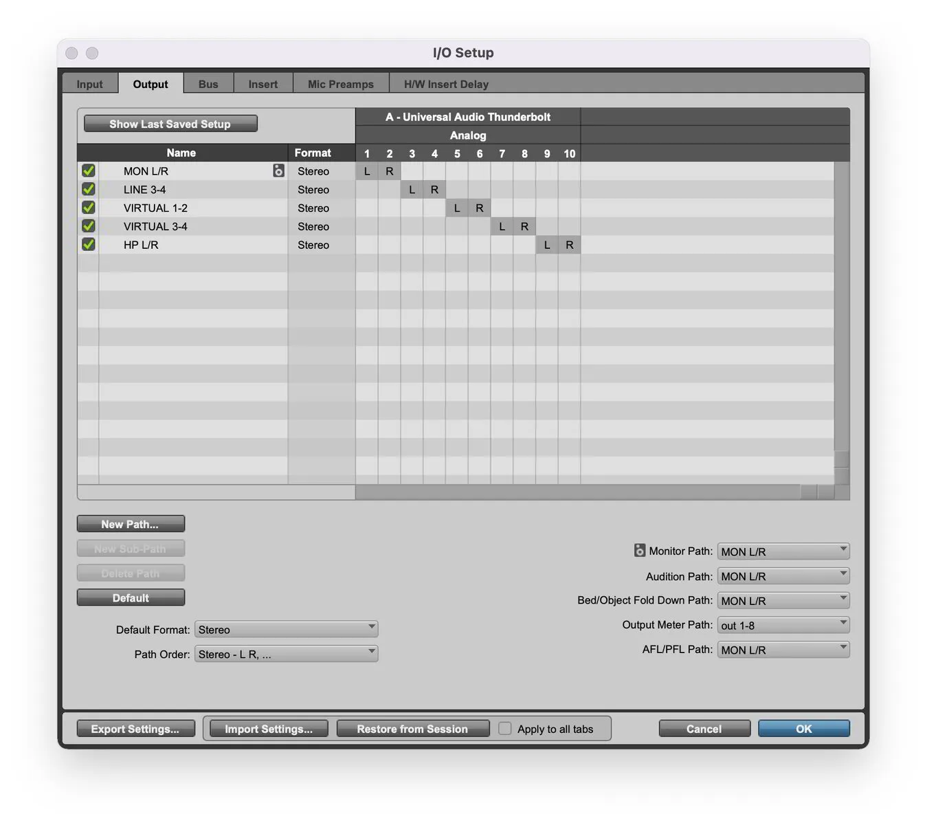 Pro Tools: I/O Settings