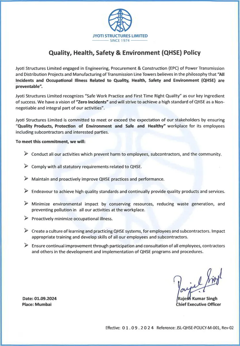 Jyoti Structures Limited - Leading Provider of Reliable Structural ...