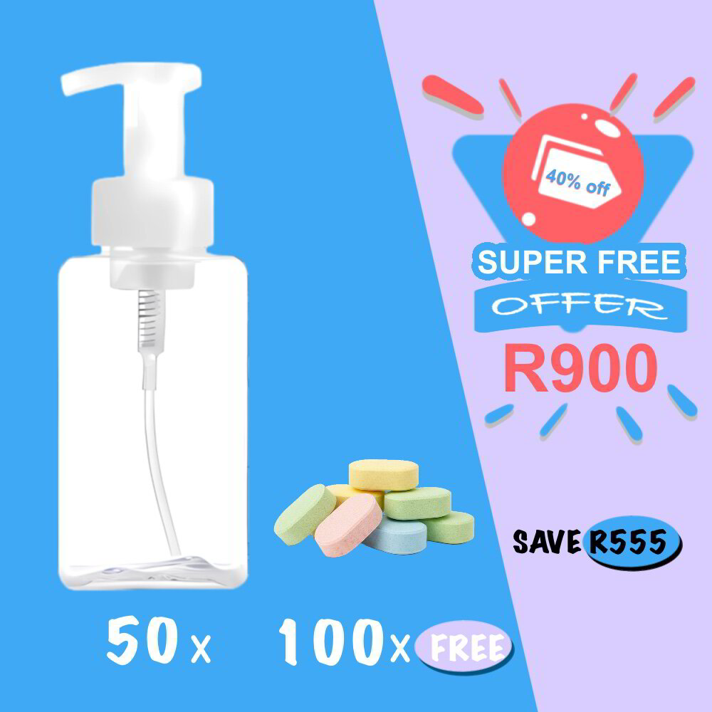 50x 450ml Foaming Bottles + 100x Hand Washing Tablets