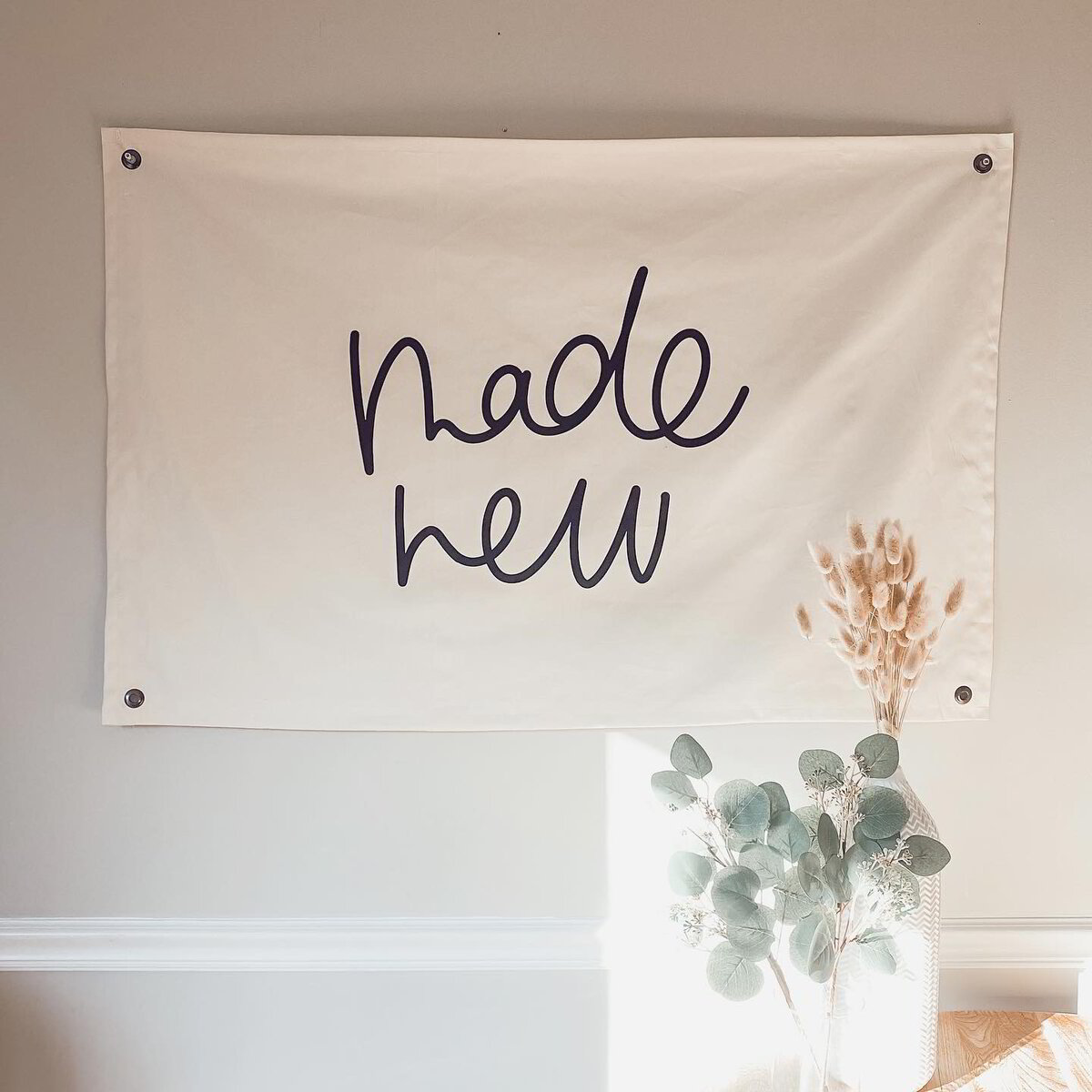 Christian Wall Art and Décor - Made New Canvas Flag