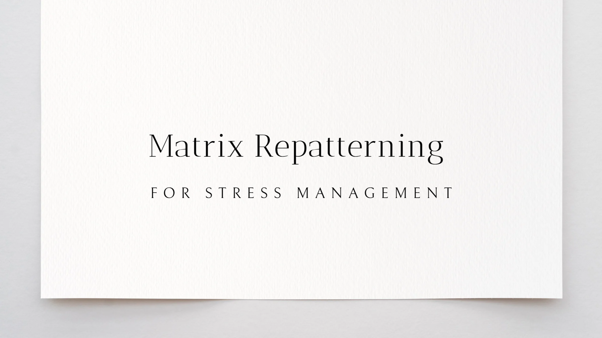 Matrix Repatterning for stress management