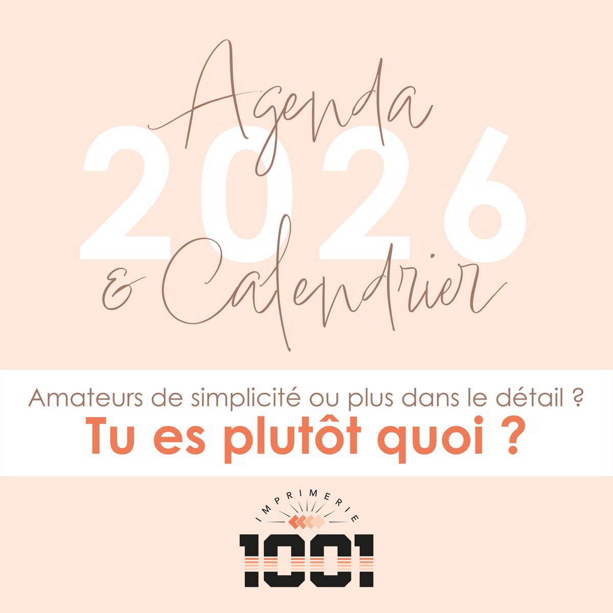 Les agendas et calendriers 2026 de l'IMPRIMERIE 1001 sont arrivés