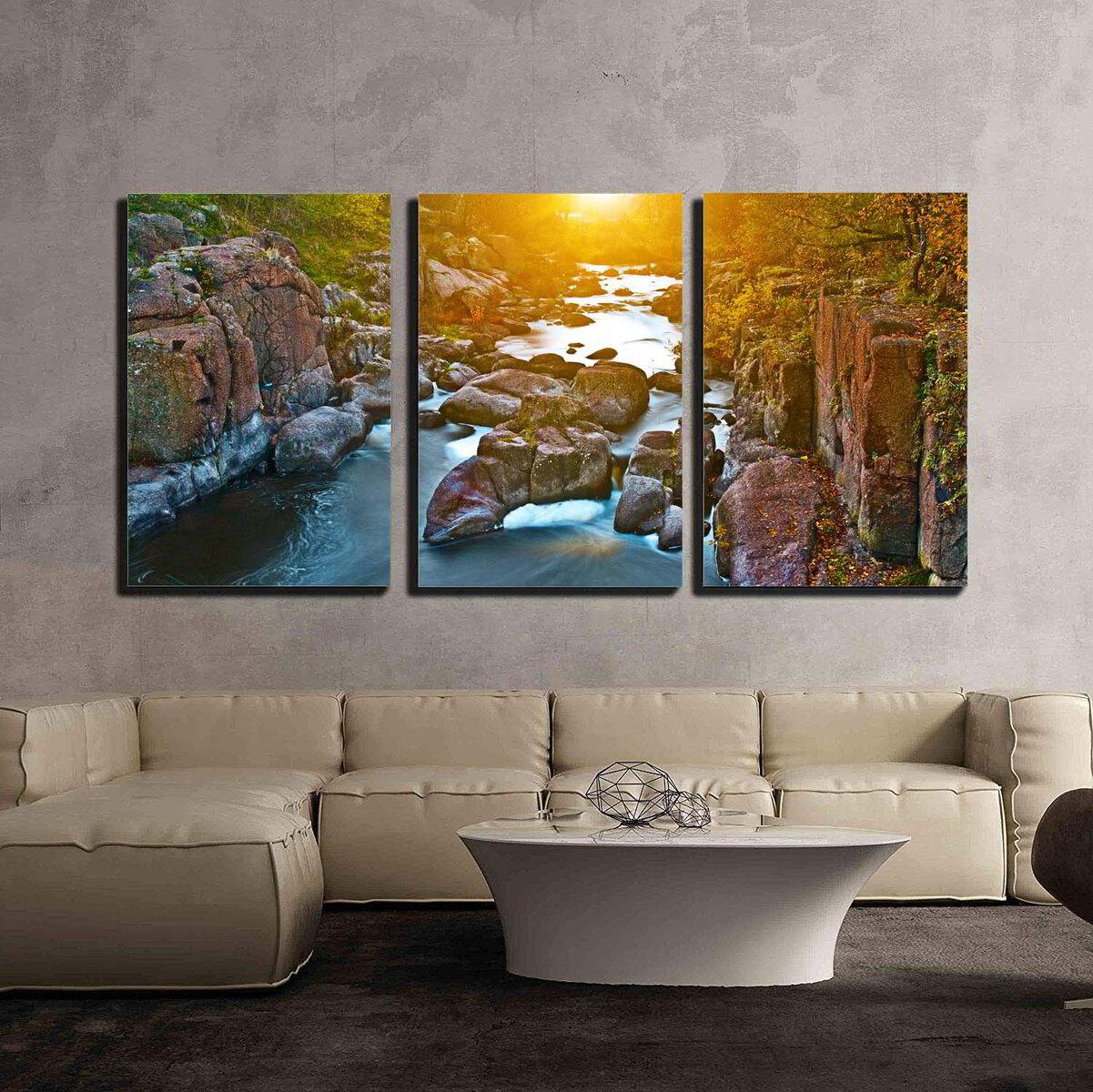 S3 Printed Acoustic Panels - Sunrise Over River - 3 Panel Set