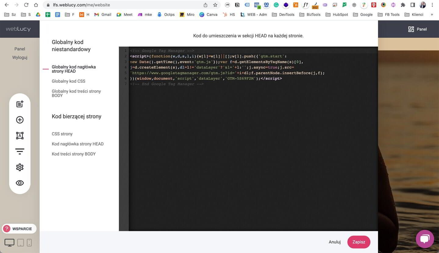 Podłączenie Google Tag Manager do strony