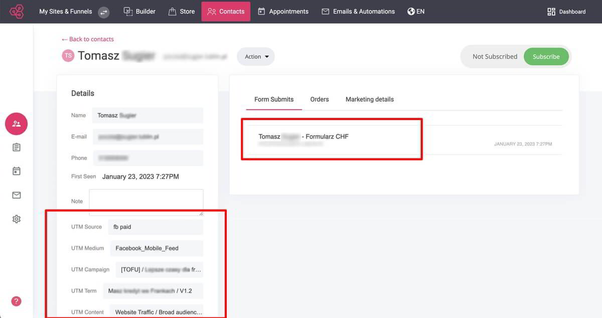 Analytics using UTM - sources of sales and acquisition of sales leads