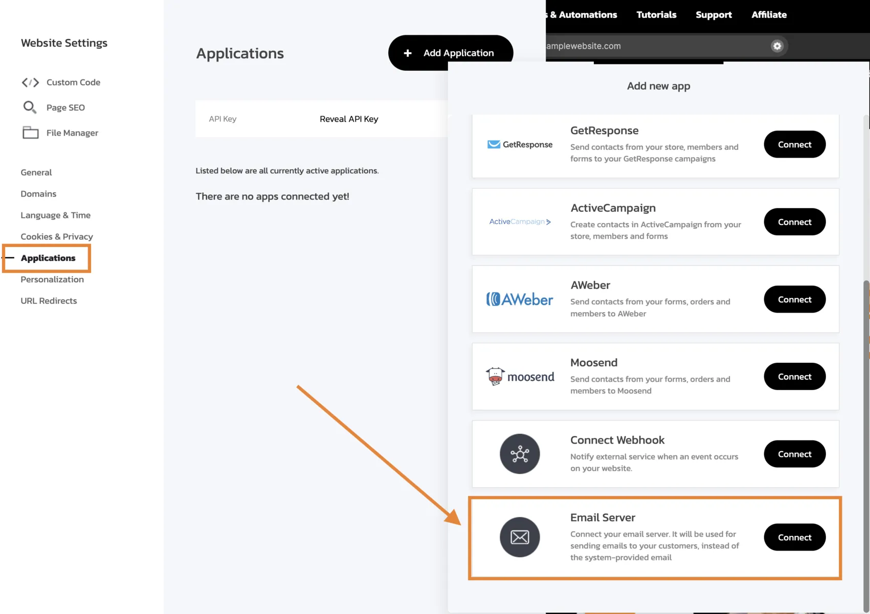 Connect Custom Email Server