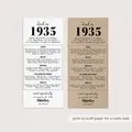 Way Back in 1935 Birthday Party Table Decor Card | Template