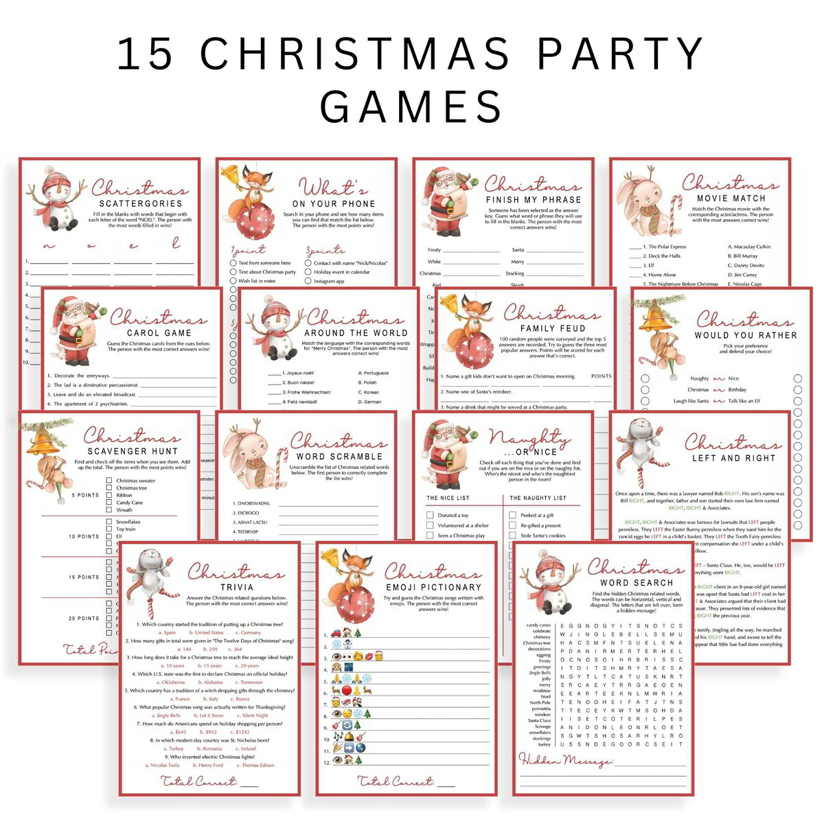 Happy Holidays Games Bundle | 15 Editable Templates