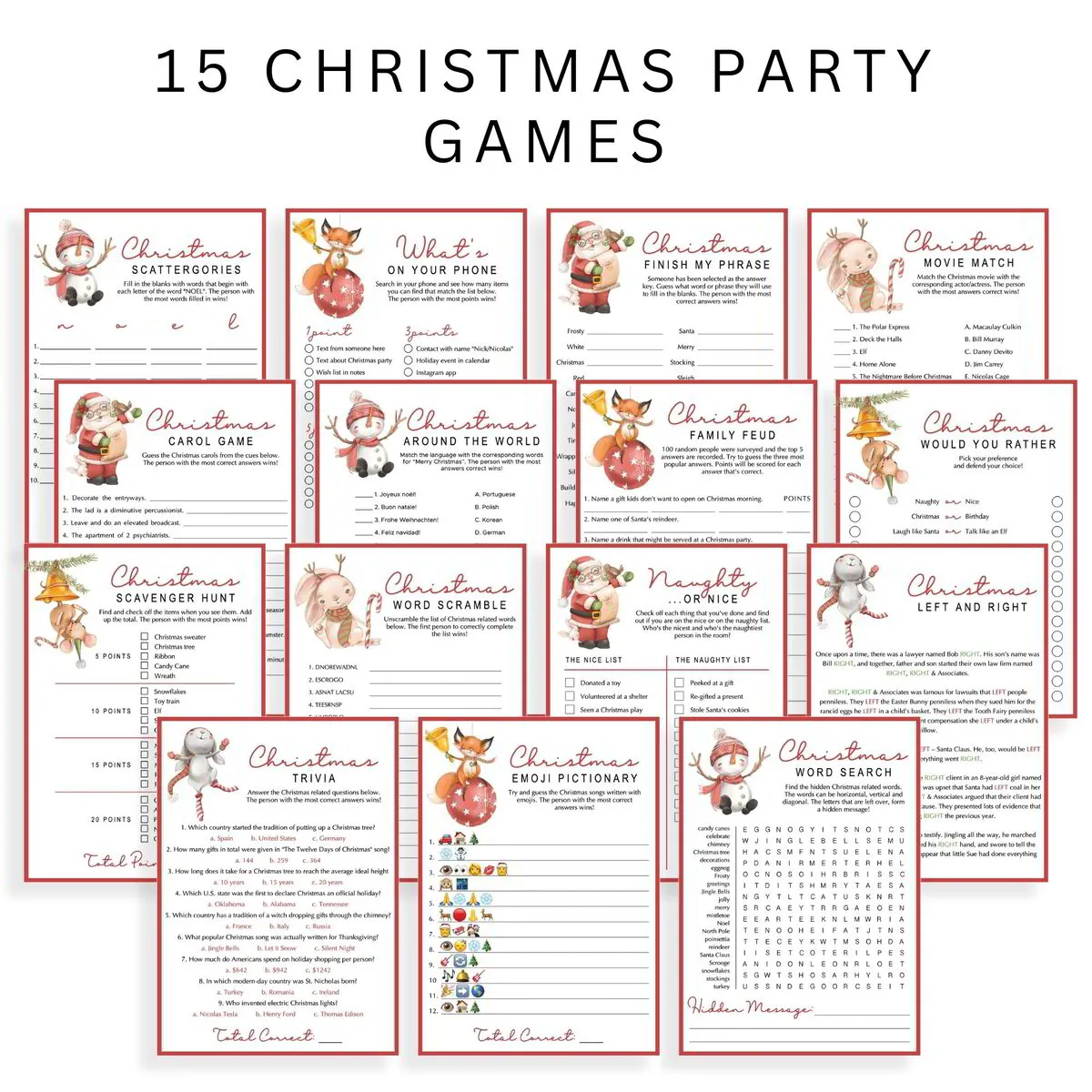 Happy Holidays Games Bundle | 15 Editable Templates