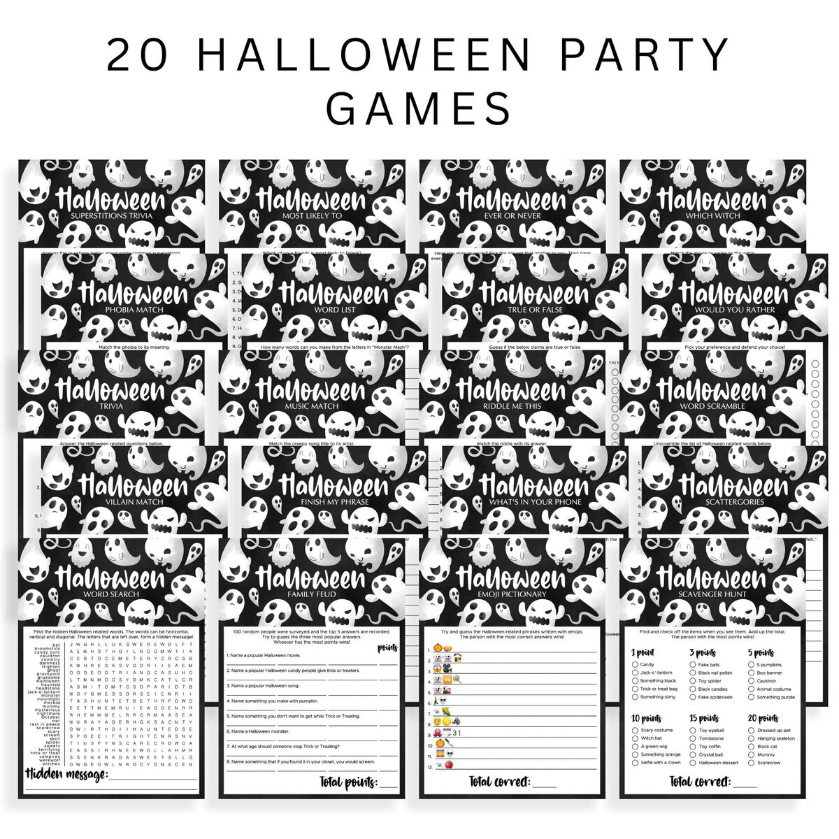 Ghostly Halloween Games Package | For Kids and Adults