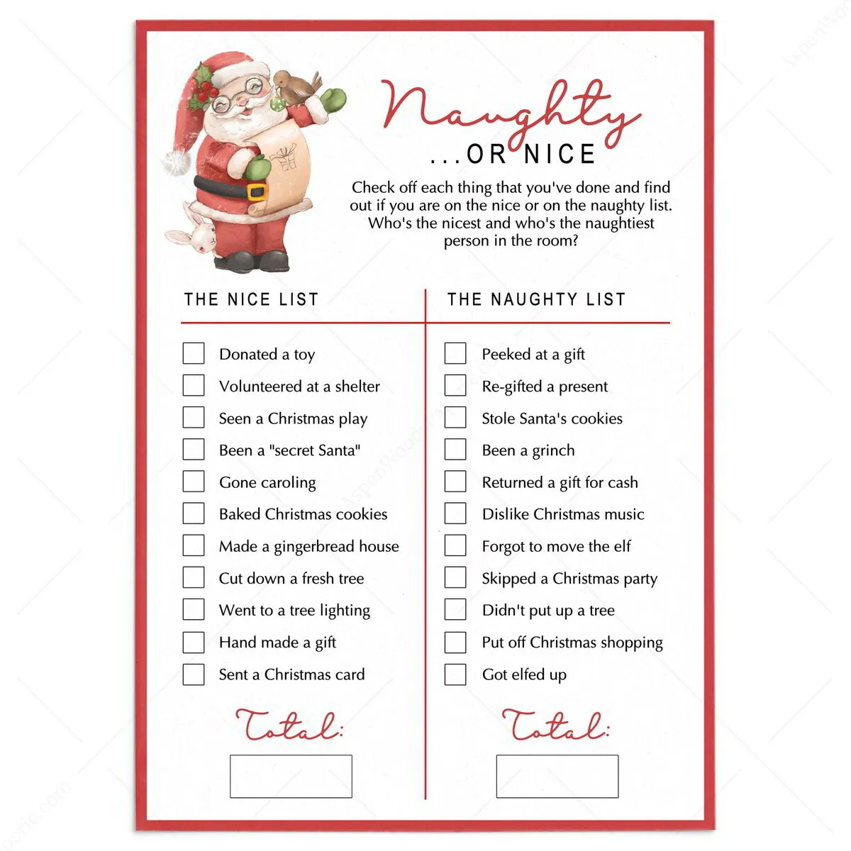 Happy Santas Naughty or Nice List | Instant Download