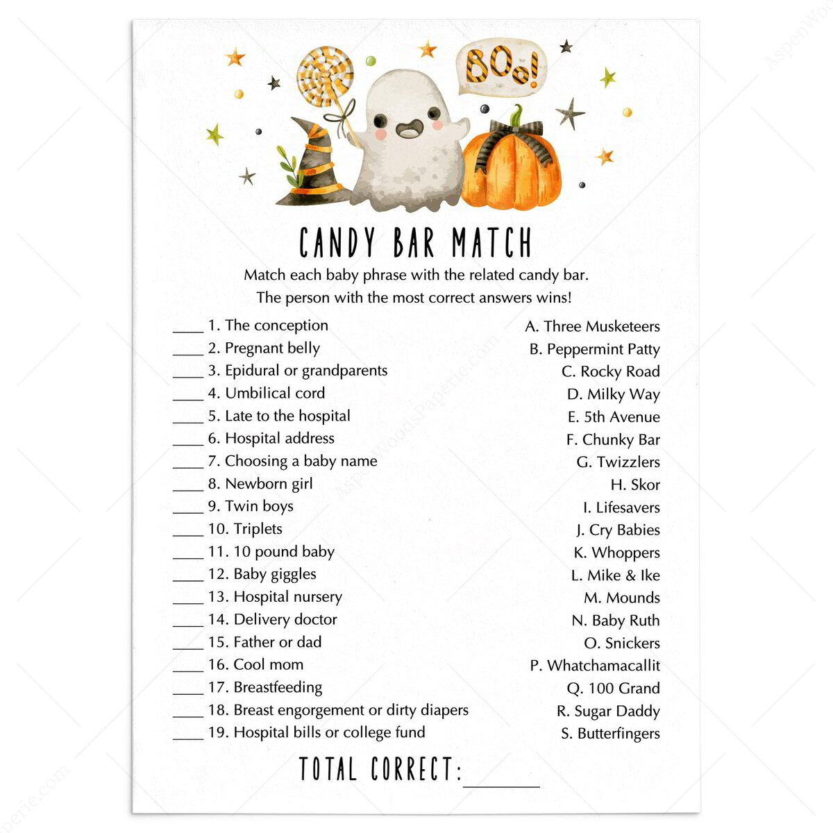 Candy Bar Matching Game Editable Candy Match Game Baby Shower Game