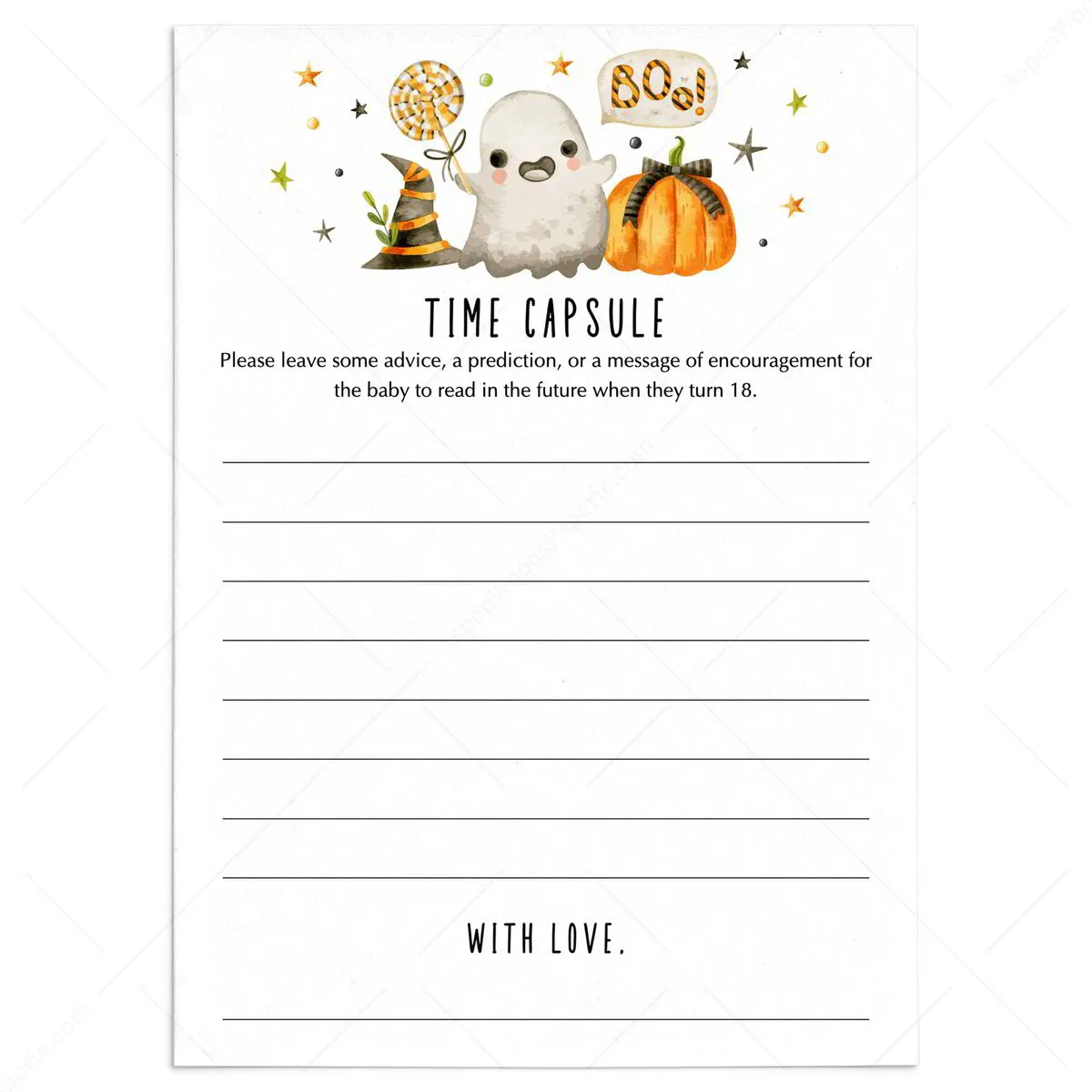 Baby Shower Time Capsule Card Printable | Halloween Party