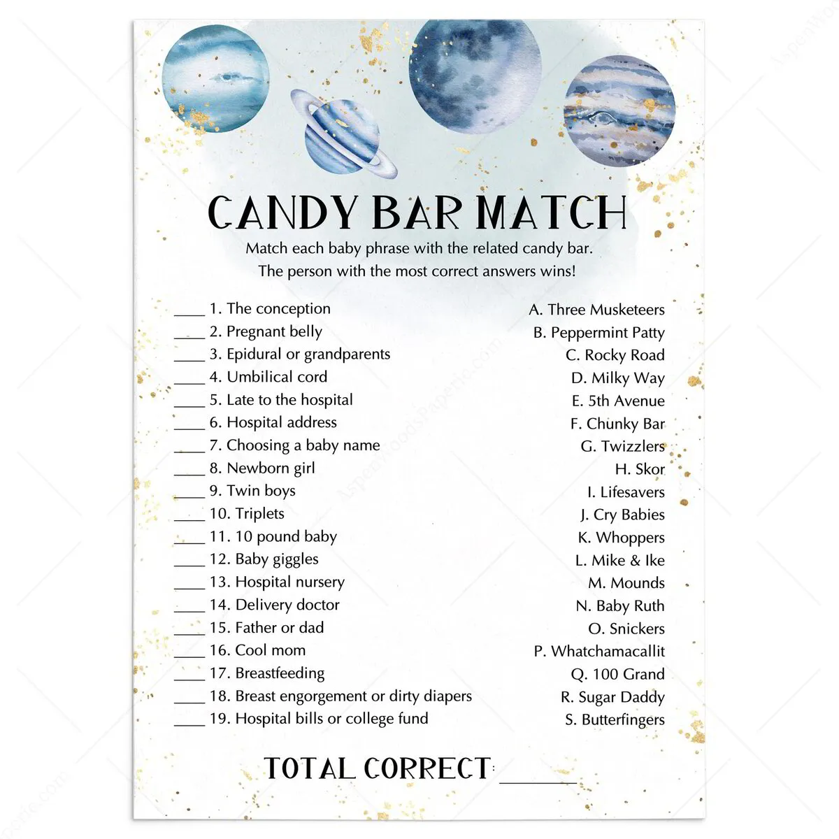 Printable Candy Bar Game And Answers Name That Candy Bar Game
