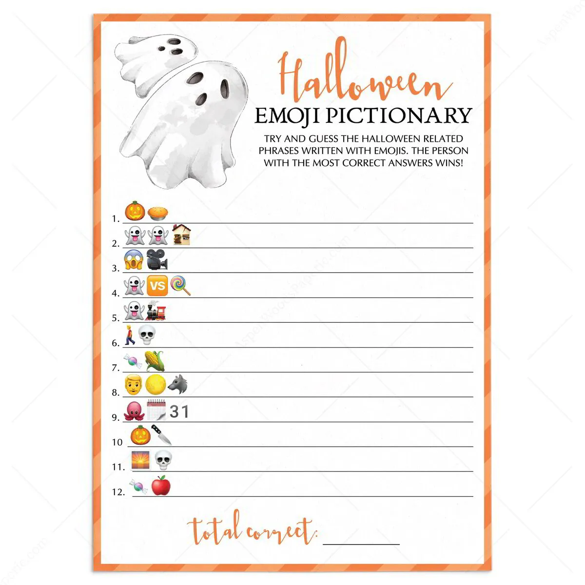 Spooky Halloween Party Emoji Game | Instant Download