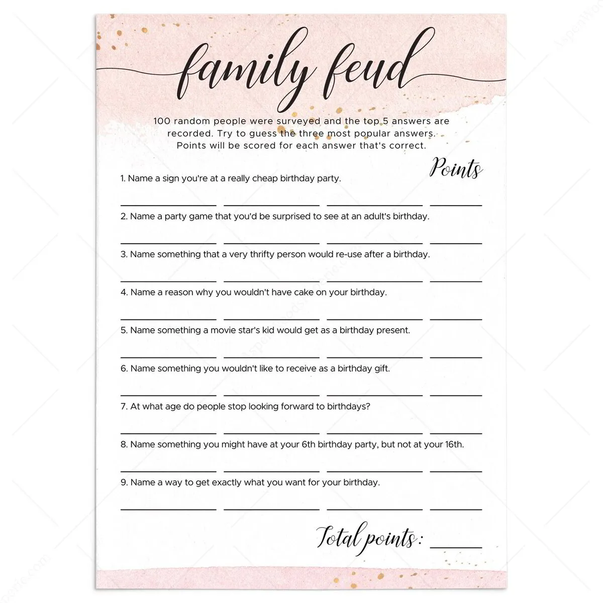 Pink and Gold Never Have I Ever Game for Birthday Girls