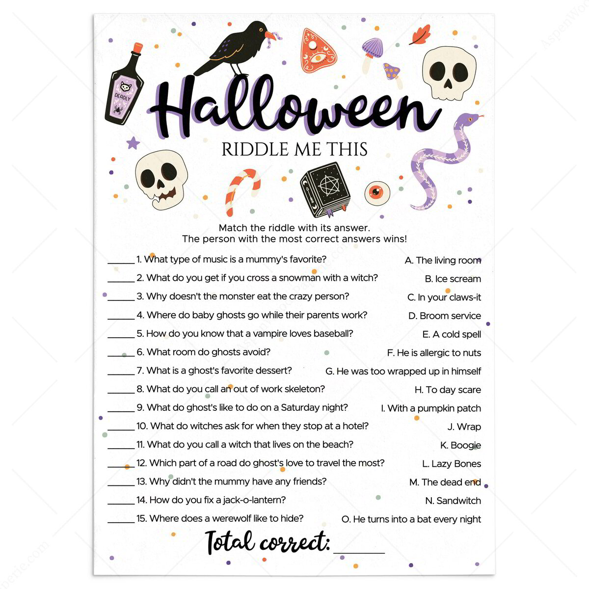 Funny Halloween Riddles Game | Classroom Halloween Party Ideas