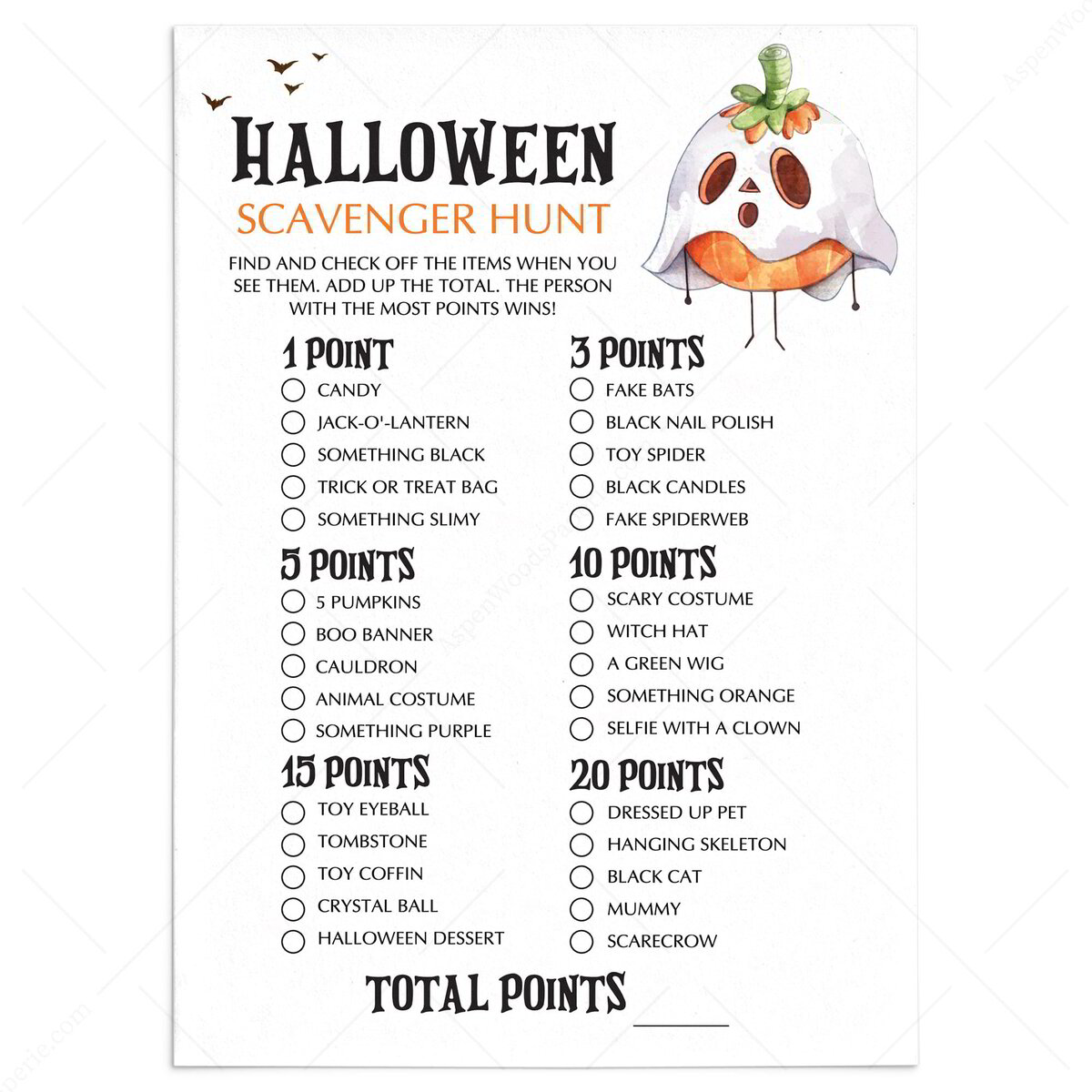 Spooky Scavenger Hunt Printable | Halloween Party Game for Families