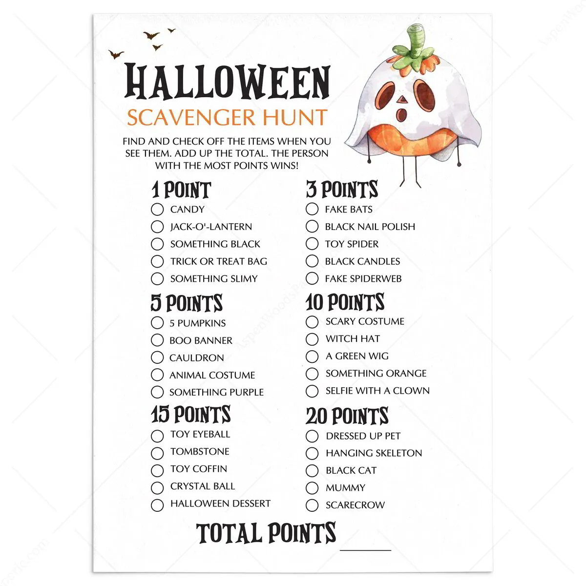 Spooky Scavenger Hunt Printable | Halloween Party Game for Families