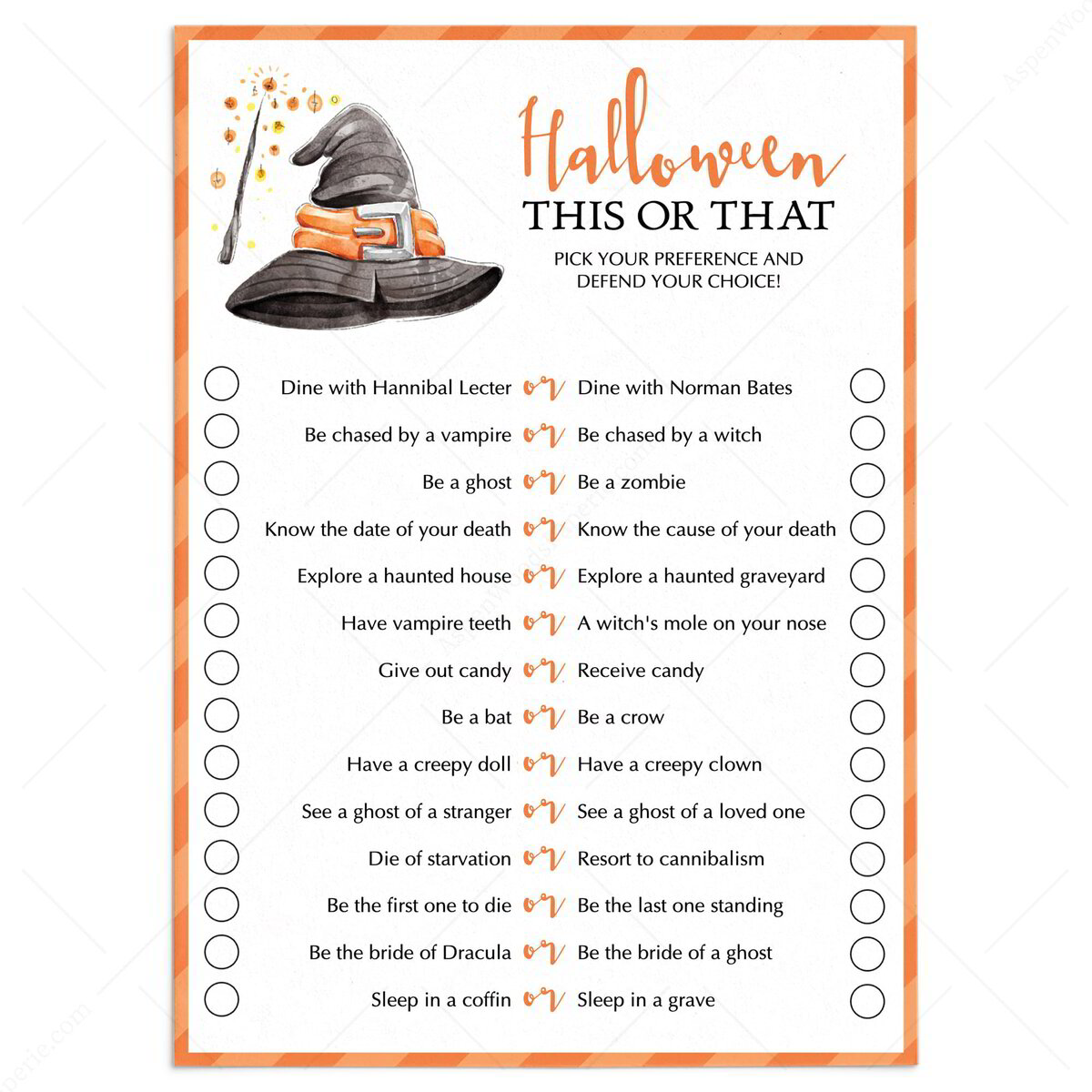 Funny Halloween This or That Questions Sheet | Printable Game