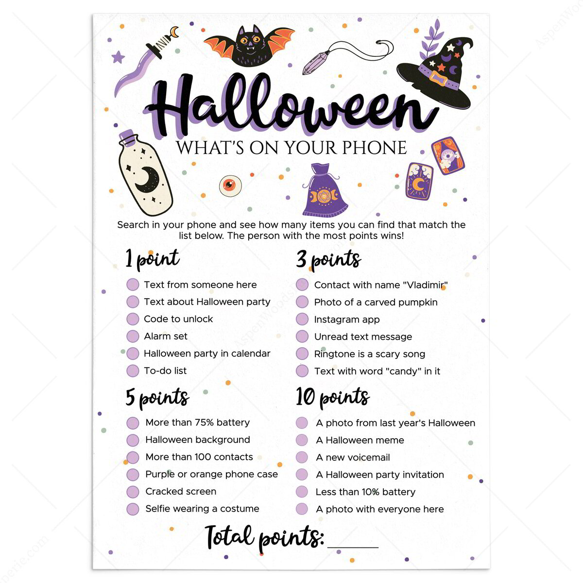 What's On Your Phone Game | Halloween Theme Party Activity