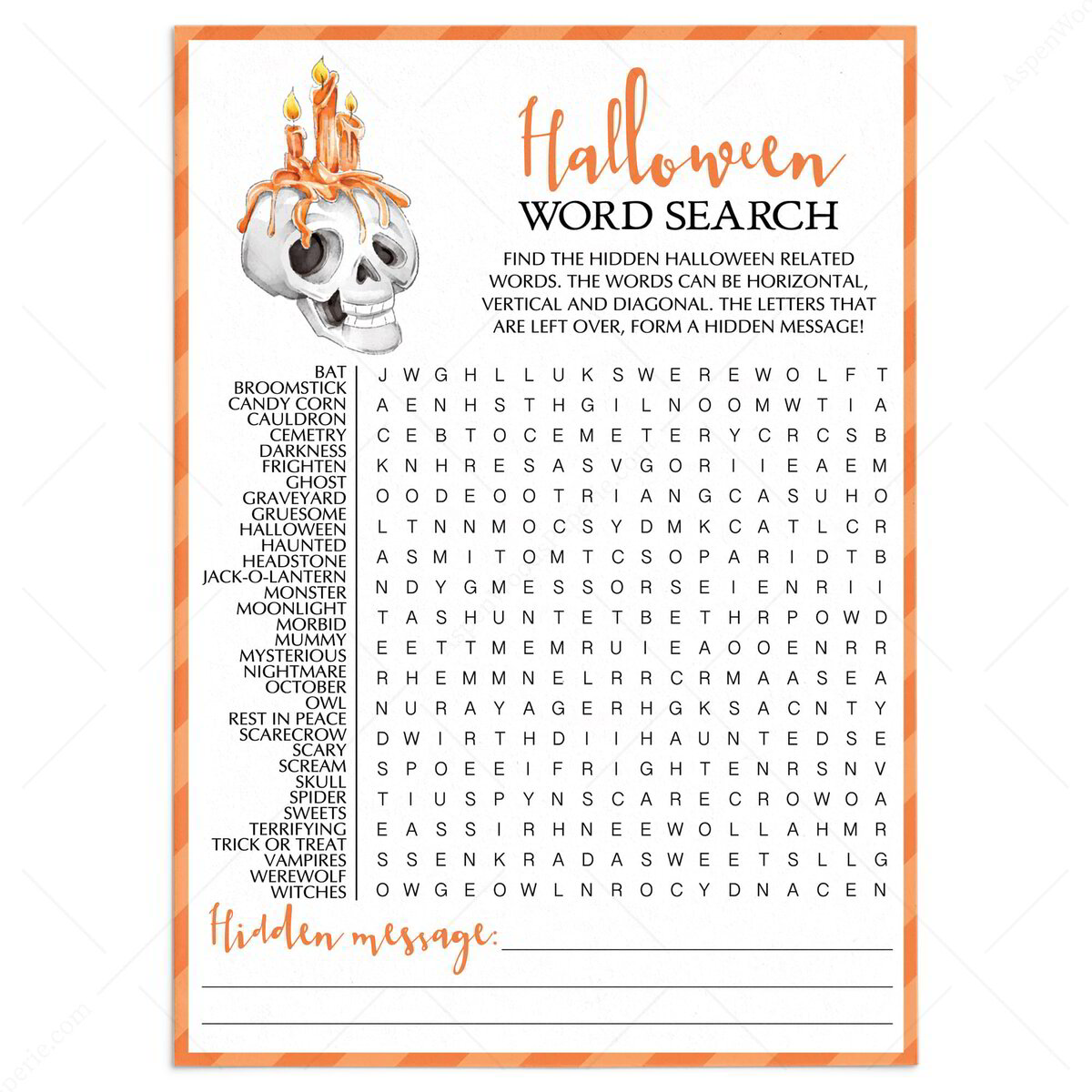 Halloween Word Search | Halloween Classroom Activity Idea | Printable