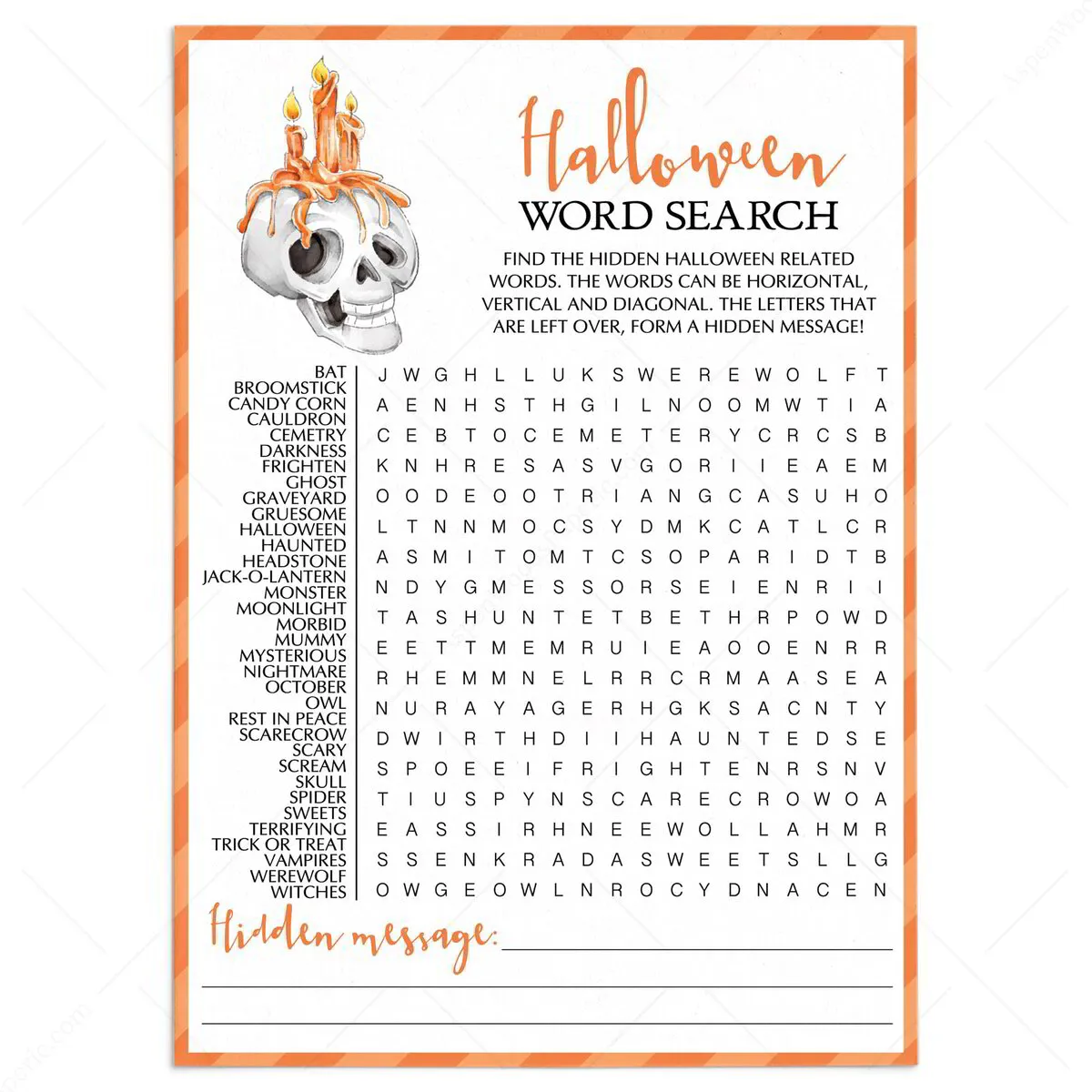 Halloween Word Search | Halloween Classroom Activity Idea | Printable