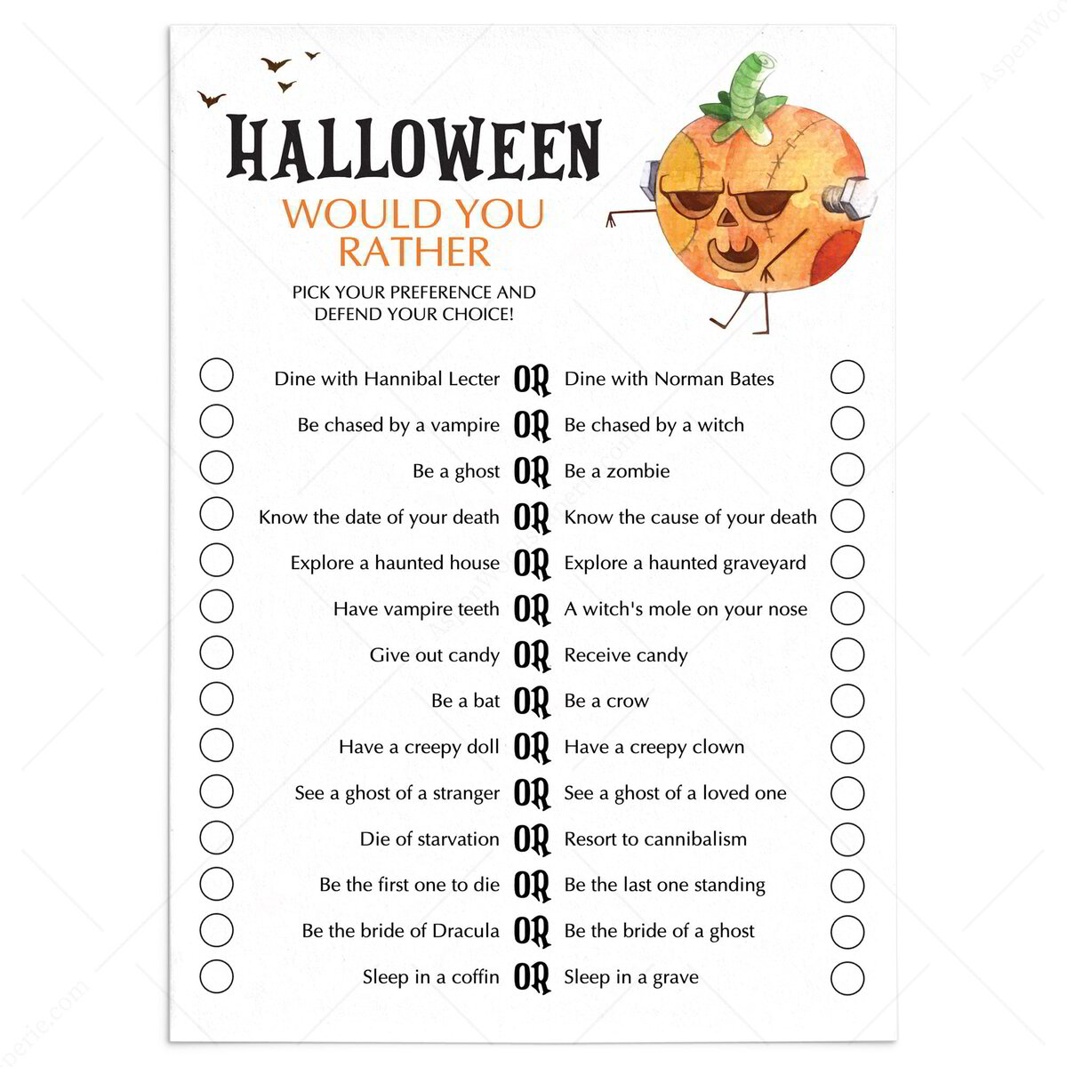 Halloween This or That Preference Game | Instant Download