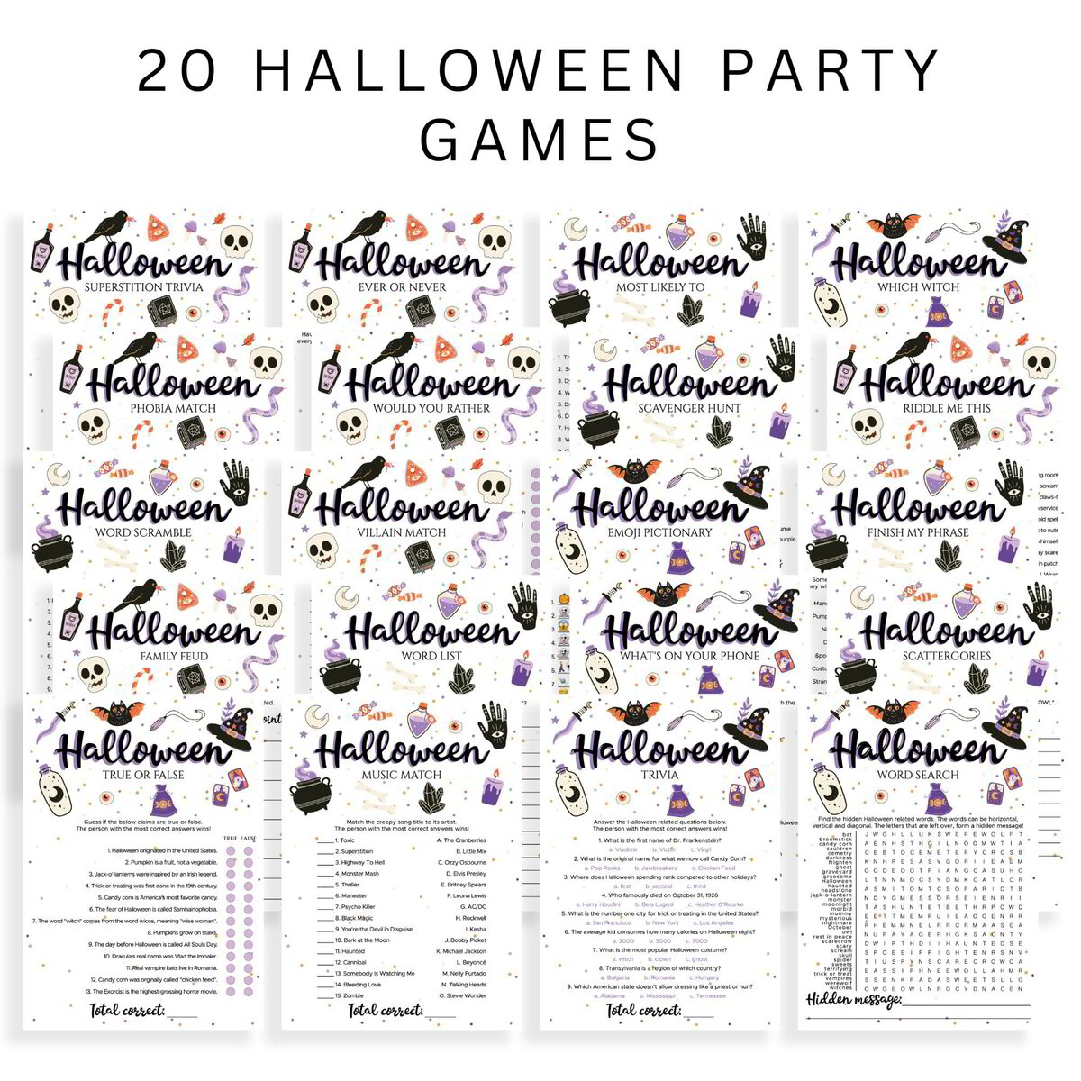 Black and Purple Halloween Party Games | Friends and Family