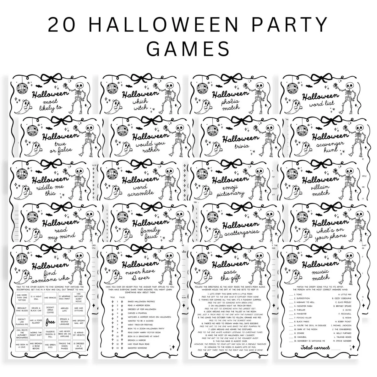 Mischievous Halloween Party Games Pack | Instant Download