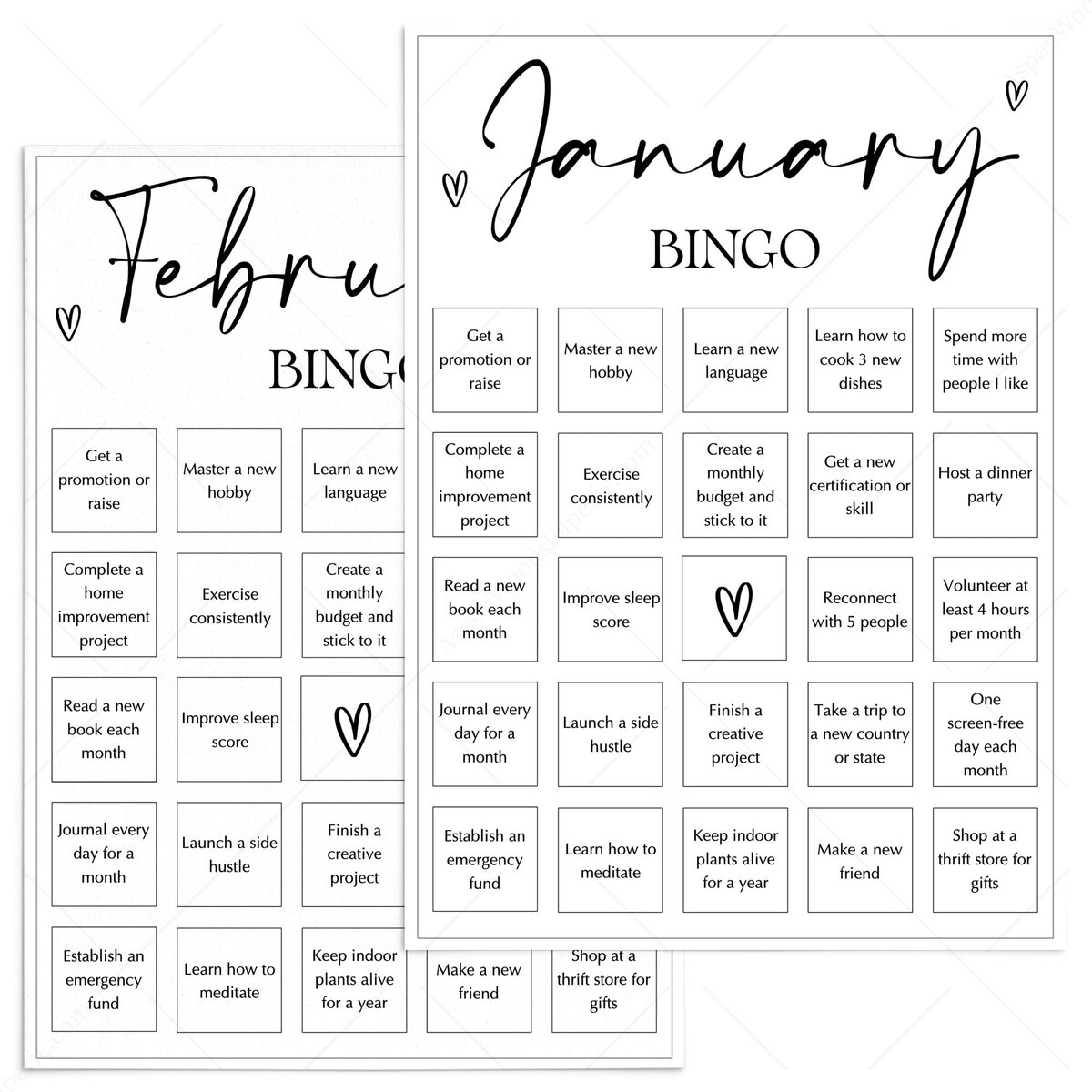 Editable Vision Board Bingo Card Template | New Year Resolutions