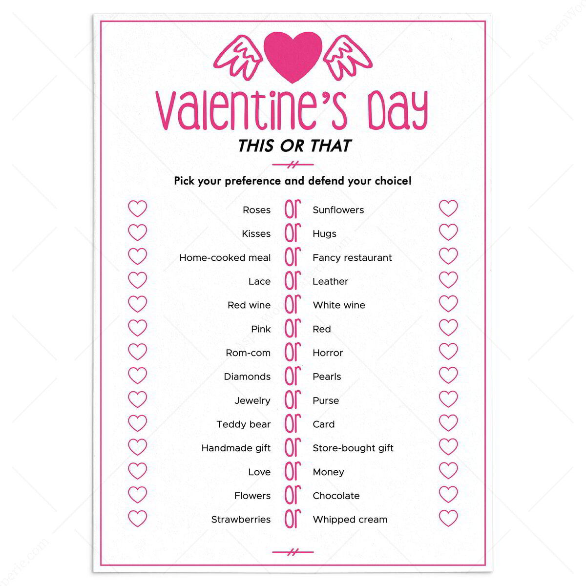 Sweet Valentines Day This or That Party Game | Printable