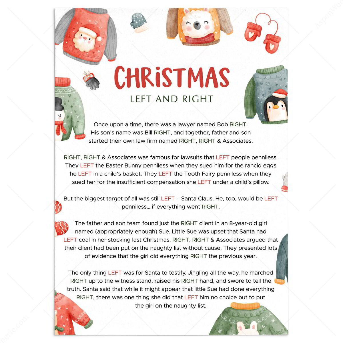 Right and Left Game for Christmas Party | Ugly Sweater Theme